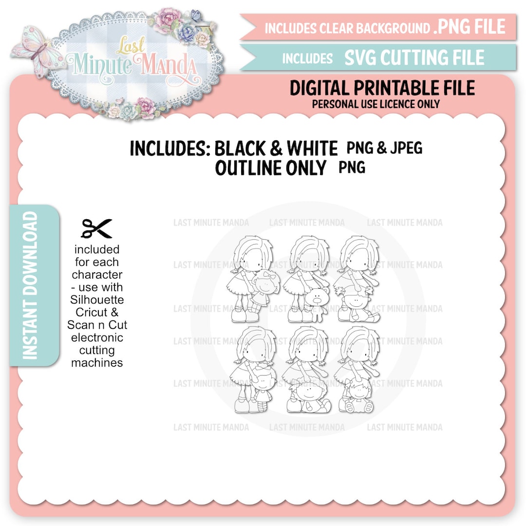 Abby Sue Loves Dolls Digital Stamps PNG JPEG & SVG Formats - Etsy