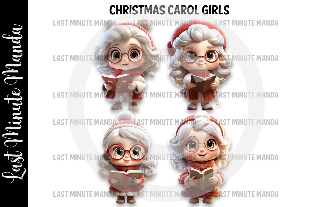 Charming Christmas Carol Girls Clipart Set Exclusive 3D - Etsy