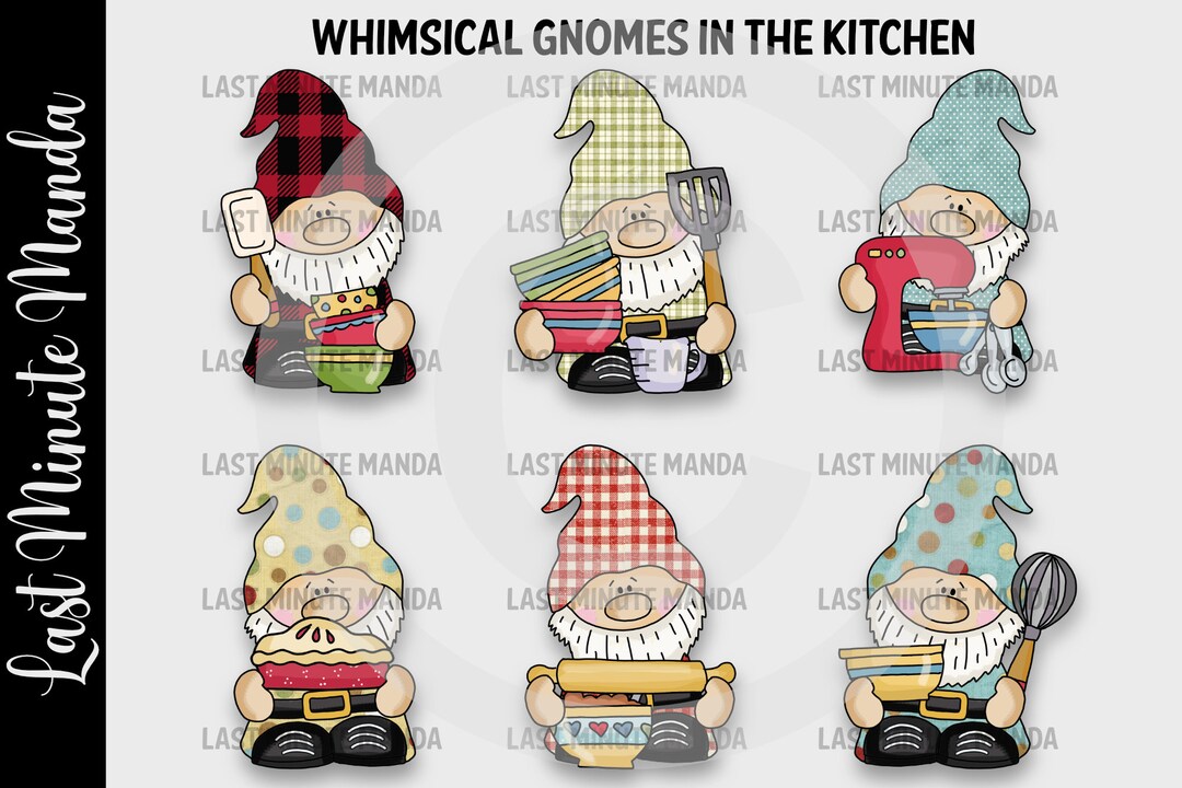 Whimsical Gnome in the Kitchen Clip Art, Commercial Use, Clipart ...