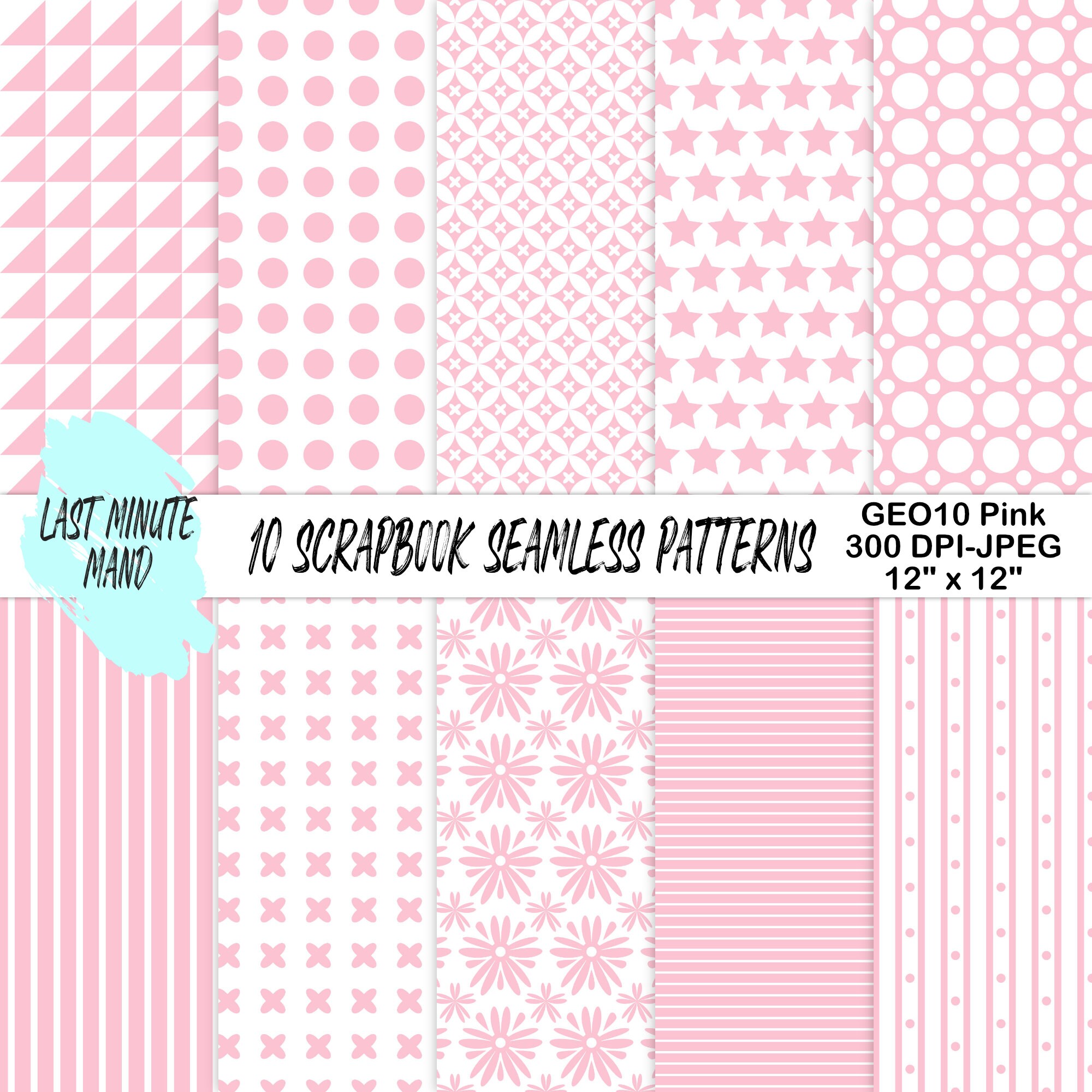 GEO10 Pink Digital Paper Geometric Patterns for Scrapbooking - Etsy
