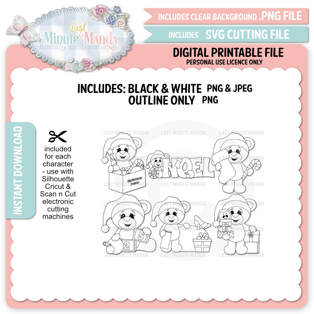 Benny's 1st Christmas Digital Stamps PNG JPEG & SVG - Etsy
