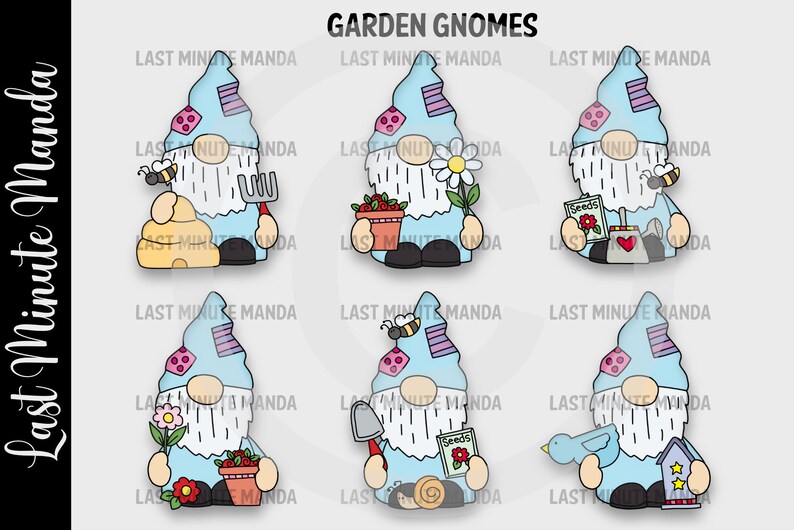 Garden Gnomes Clip Art Commercial Use Clipart Digital - Etsy