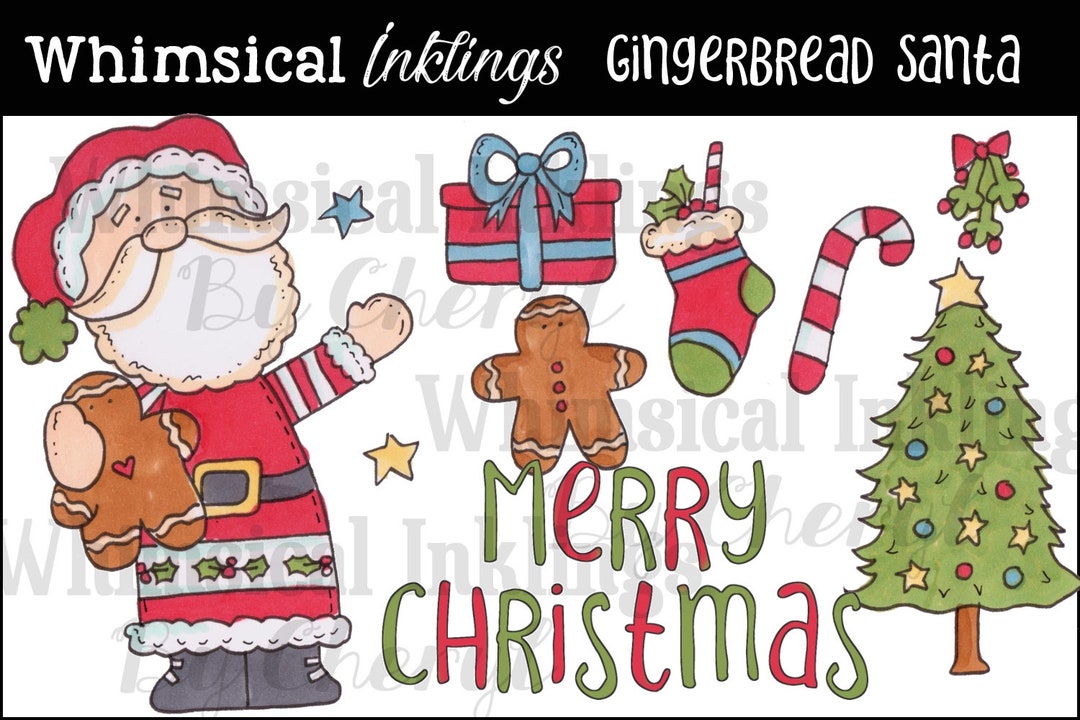 Gingerbread Santa PNG Clip Art - Etsy