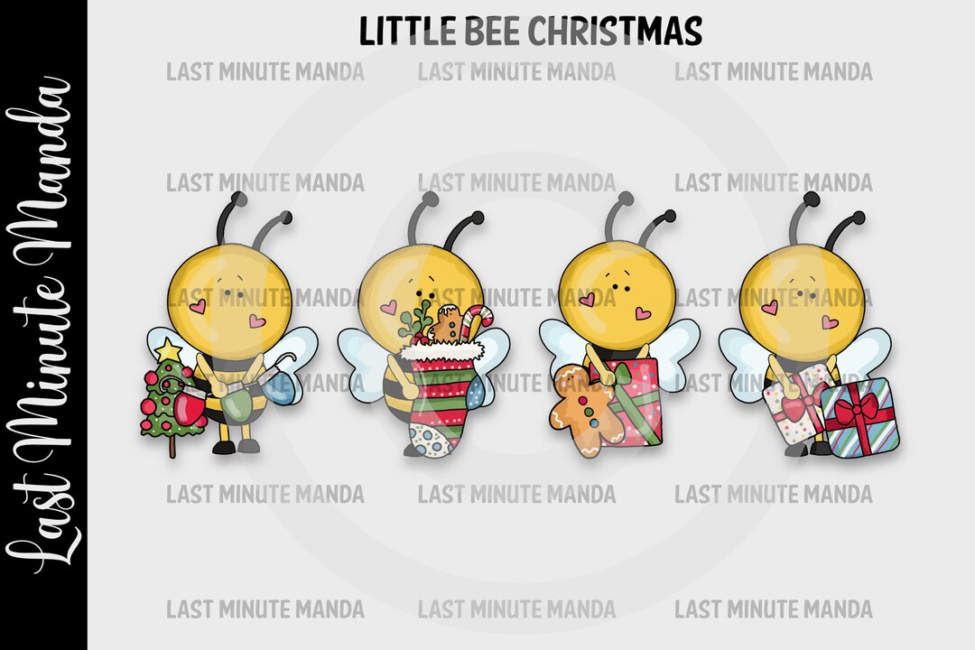 Little Bee Christmas Clip Art, Commercial Use, Clipart, Digital Image ...