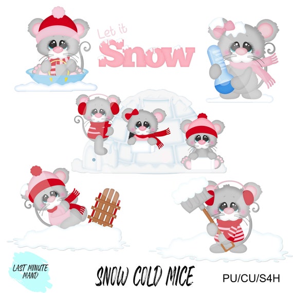 Snow Cold Mice PNG Graphics-digital Clipart Cute-instant | Etsy