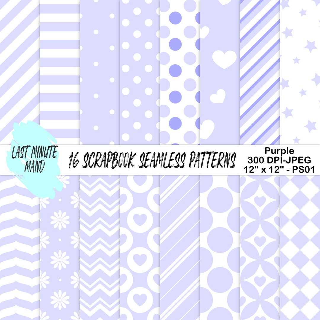 Pastel Purple Digital Paper 1, Geometric Patterns for Scrapbooking ...