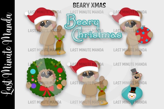 Beary Xmas Transparent PNG Clipart - Etsy UK
