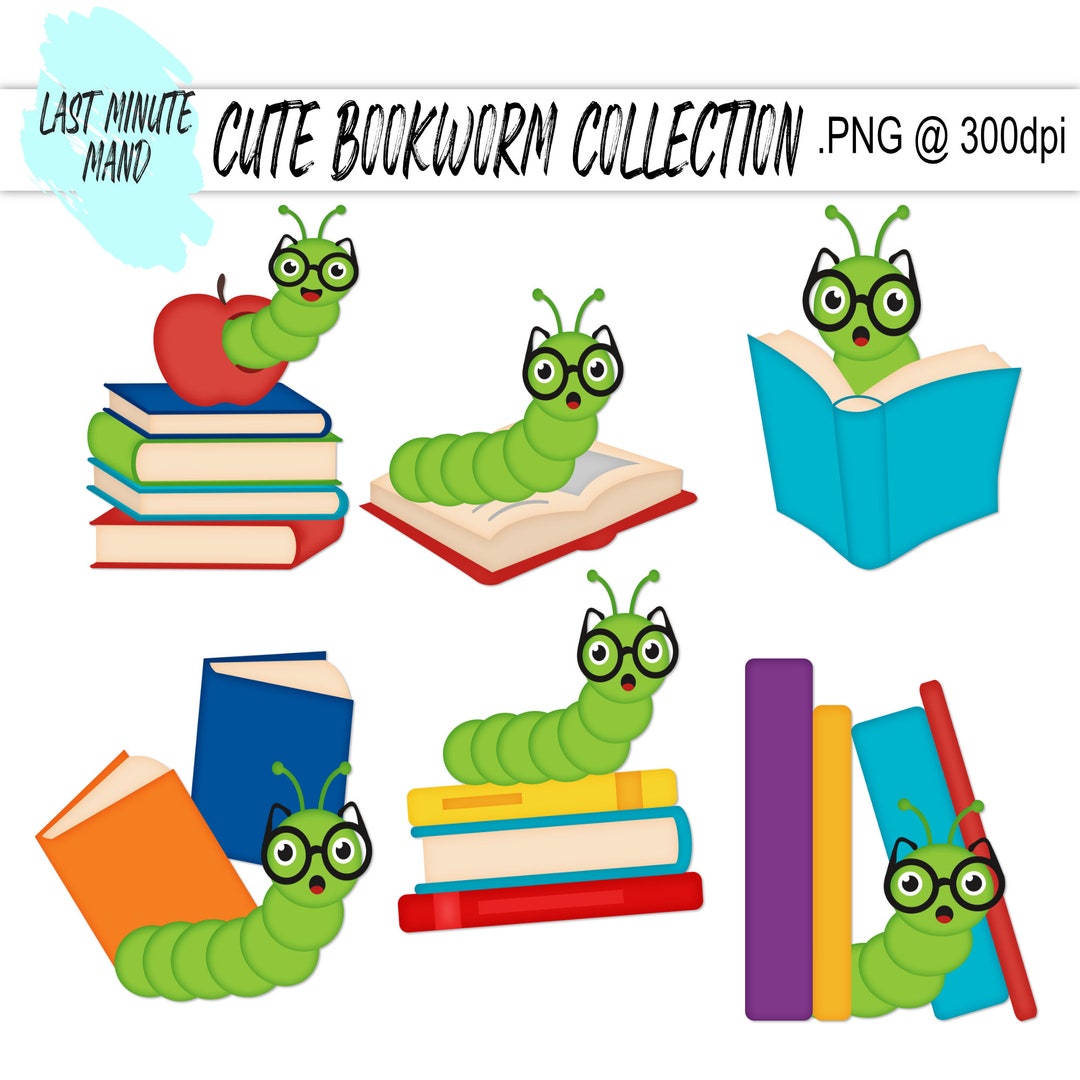 Bookworm Collection Clipart 1 PNG Graphics -digital Clipart Cute ...