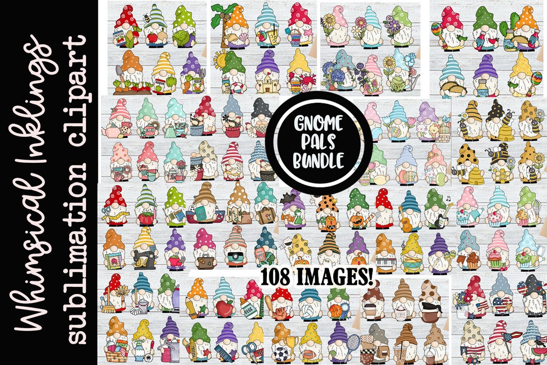Cute Gnome Clipart PNG Bundle – Cardmaking, Scrapbooking (digital ...