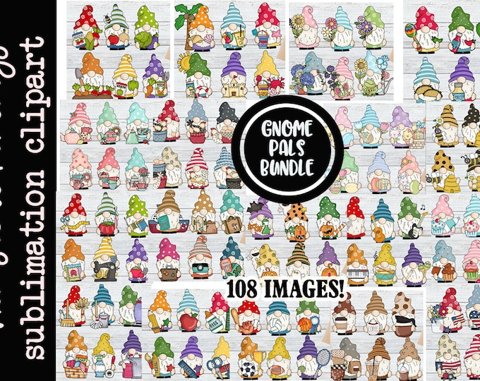 Watercolor Festive Gnomes Collection Clipart, 25 PNG Christmas Gnomes ...