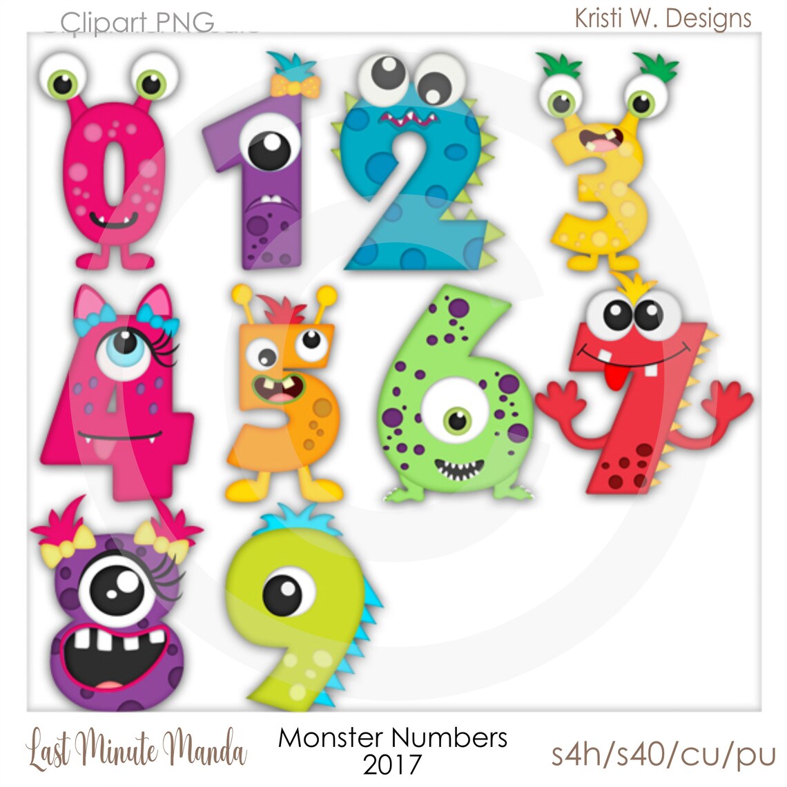Monster Numbers 2017 Transparent PNG Clipart - Etsy