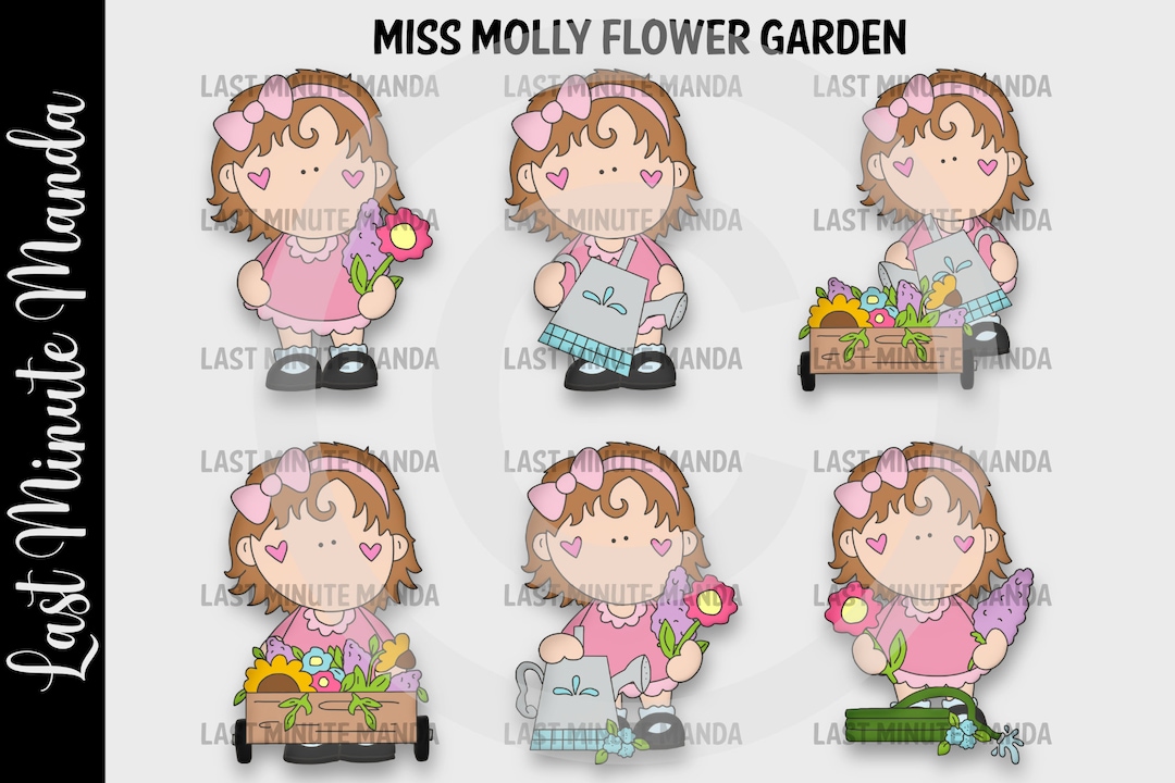 Miss Molly Flower Garden Clip Art, Commercial Use, Clipart, Digital ...