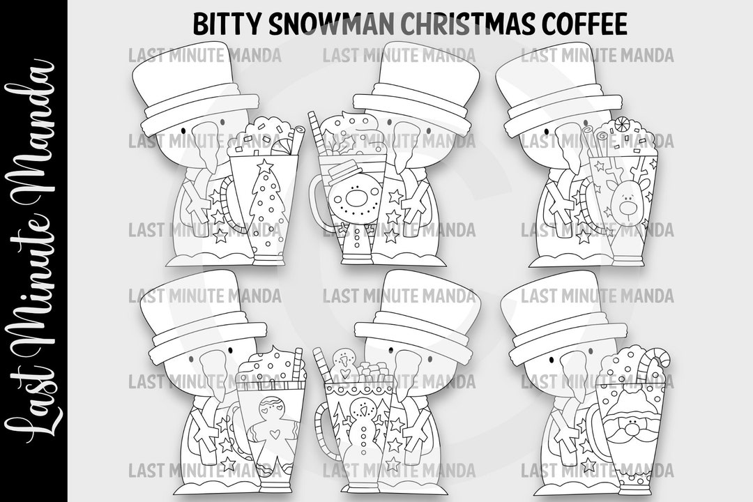 Bitty Snowman Christmas Coffee Digital Stamps - Etsy