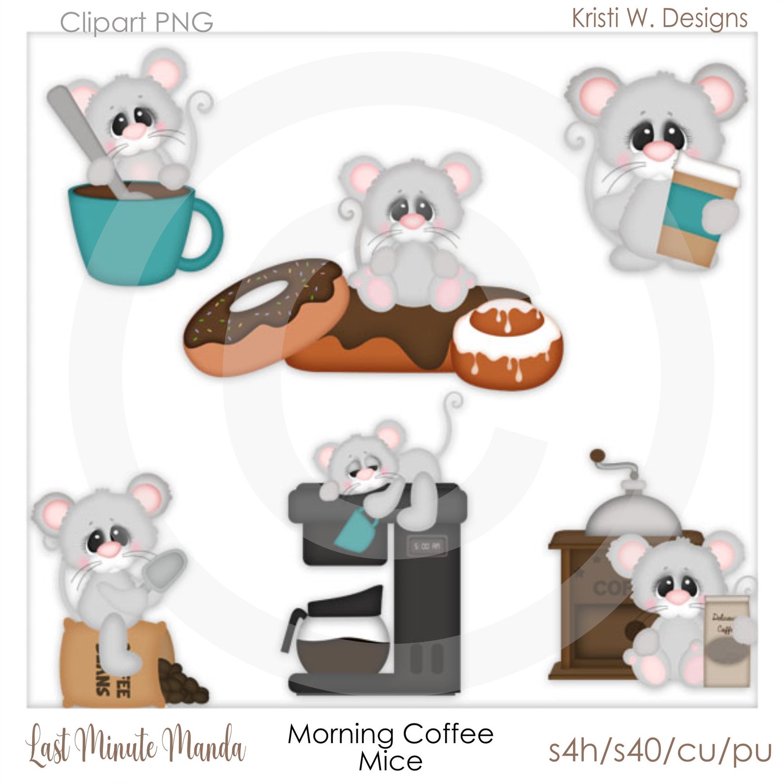 Morning Coffee Mice Transparent PNG Clipart - Etsy