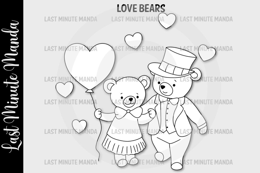 Exclusive Love Bears 1 Digital Stamps by Last Minute Manda PNG and JPG ...