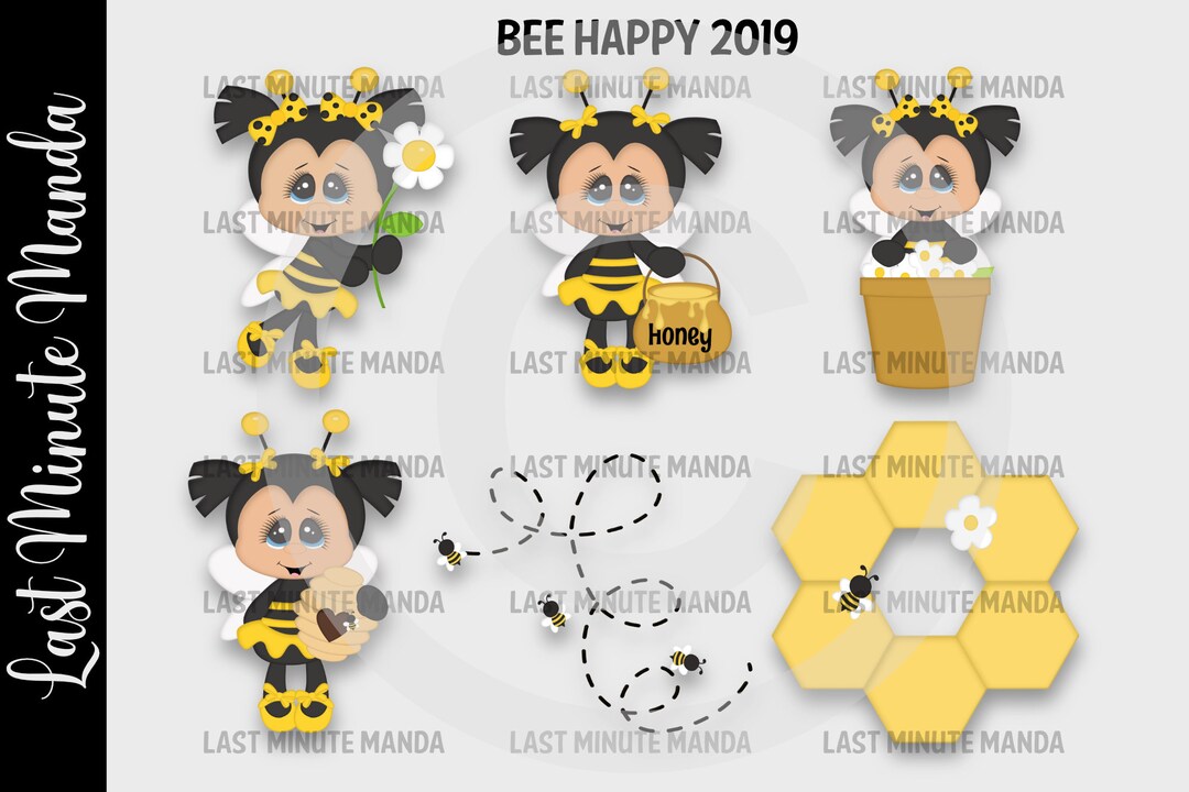 Bee Happy 2019 Transparent PNG Clipart - Etsy