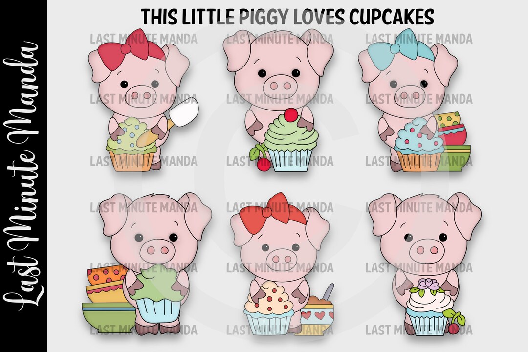 This Little Piggy Loves Cupcakes Clip Art, Commercial Use, Clipart ...