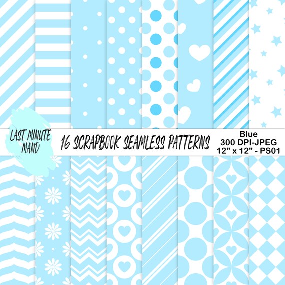 Pastel Blue Digital Paper Geometric Patterns for | Etsy