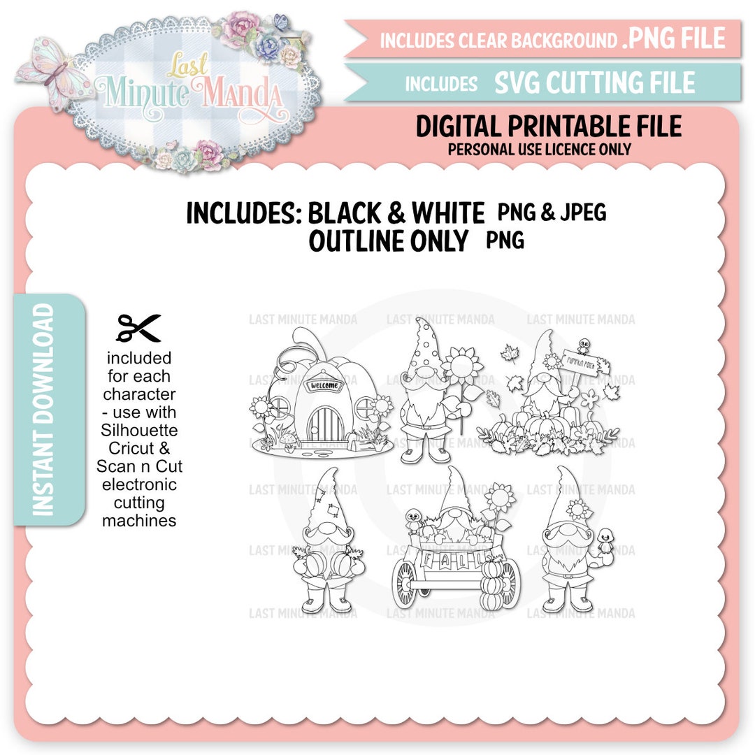 Fall Gnomes Digital Stamps PNG JPEG & SVG - Etsy