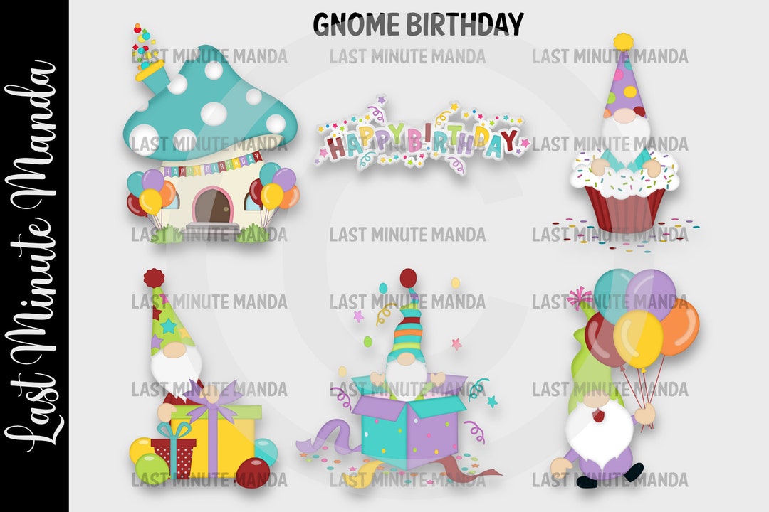 Gnome Birthday PNG Graphics - Etsy