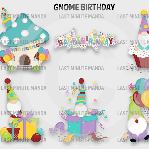 Birthday Gnome Clip Art - Etsy