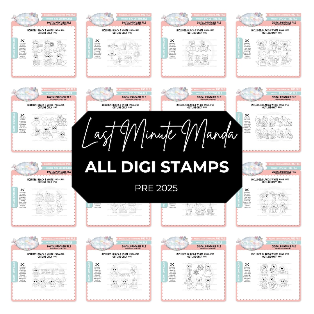Cute Digital Stamp Bundle – Cardmaking, Scrapbooking (PNG, SVG) - Etsy