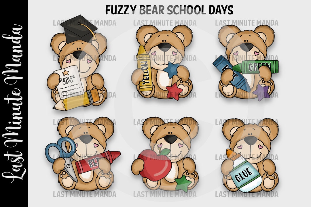 Fuzzy Bear School Days Clip Art, Commercial Use, Clipart, Digital Image ...