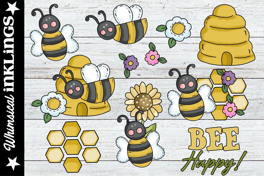 Bee Happy Clip Art, Commercial Use, Clipart, Digital Image, Png ...