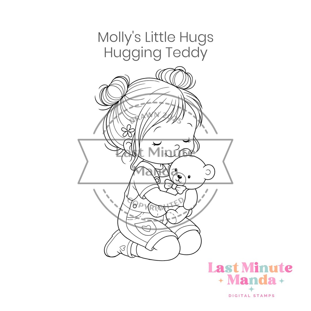 Molly Hugging Teddy Digi Stamp – Storybook Clipart (digital Download ...