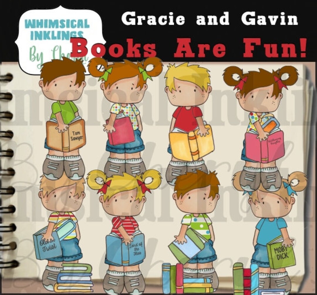 Gracie & Gavin Books Are Fun PNG Clip Art - Etsy