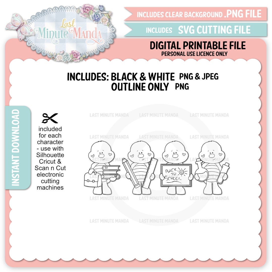 Timmy Turtle Back to School Digital Stamps PNG JPEG & SVG Formats - Etsy