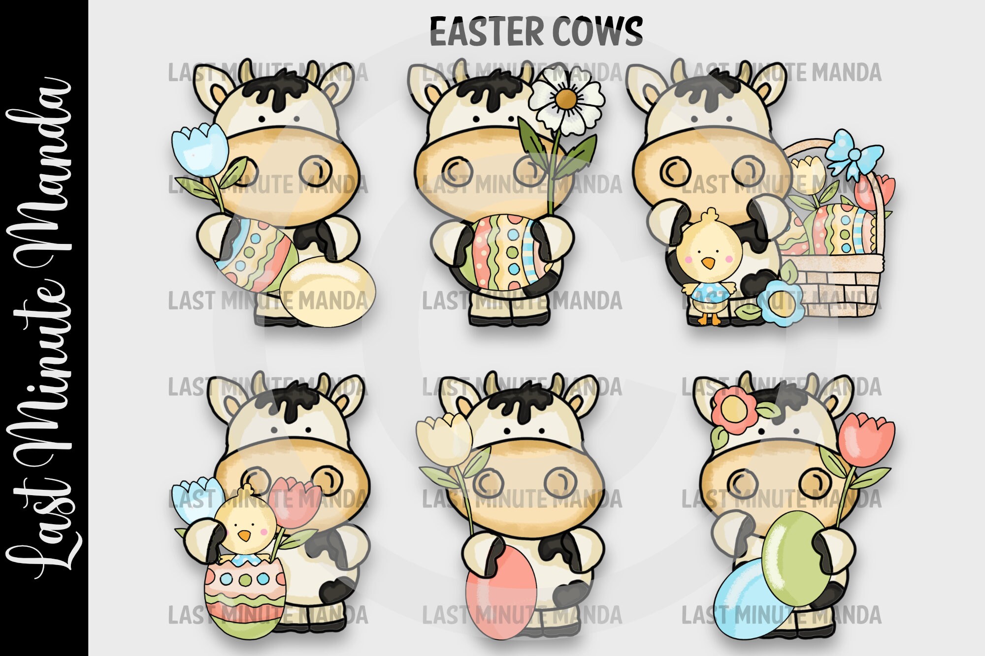 Easter Cows Clip Art, Commercial Use, Clipart, Digital Image, Png ...