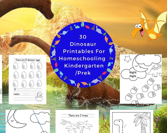 30 Dinosaur Printable Pages for Pre-k/kindergarten Homeschooling ...