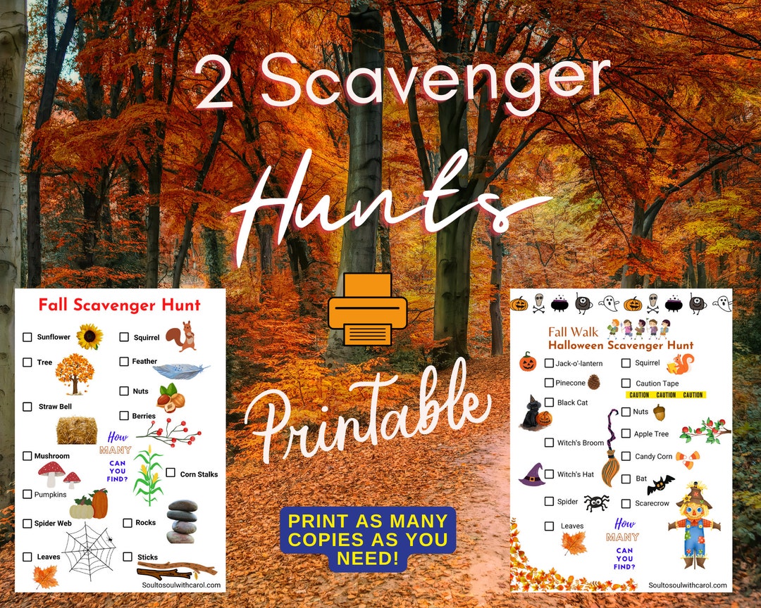 Fall & Halloween Scavenger Hunt Checklist: Family Fun (printable) - Etsy