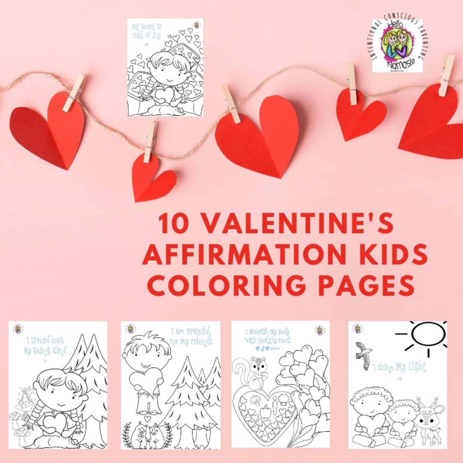 Valentine's Affirmation Kids Coloring Pages - Etsy