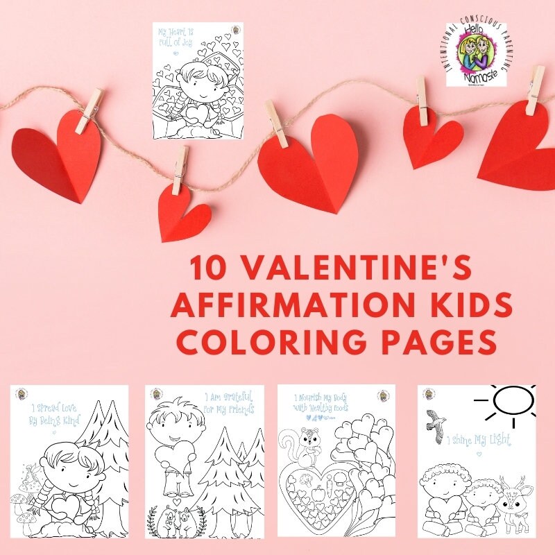 Valentine's Affirmation Kids Coloring Pages - Etsy