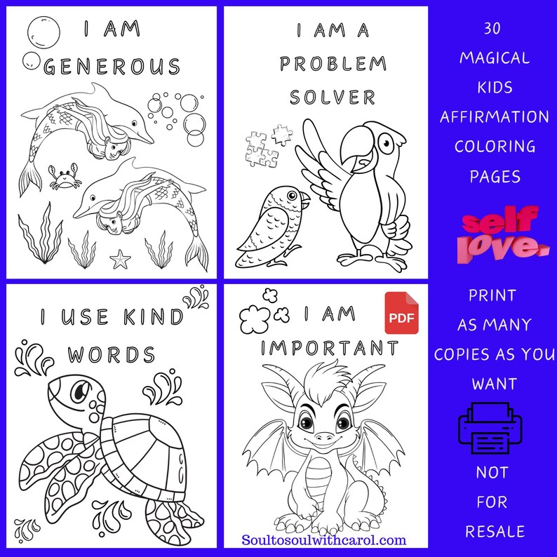 30 Magical Friends Affirmation Coloring Pages for Kids L PDF Printable ...