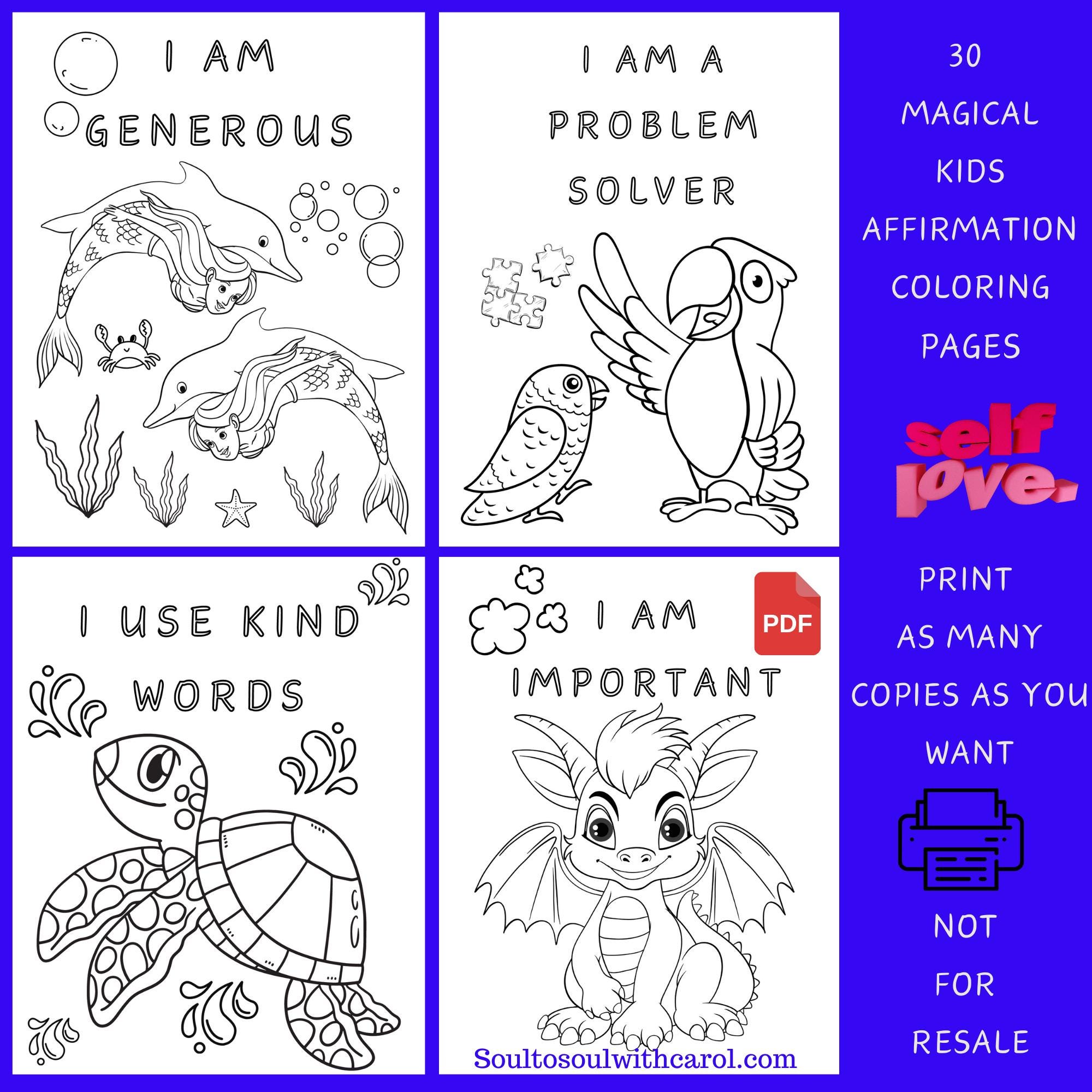 30 Magical Friends Affirmation Coloring Pages for Kids L PDF Printable ...