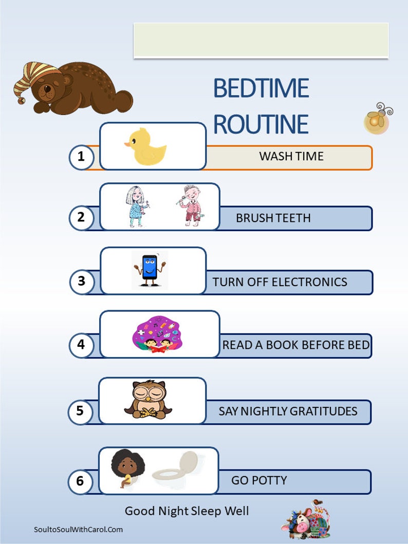 Kids Nighttime Routine Chart - Etsy