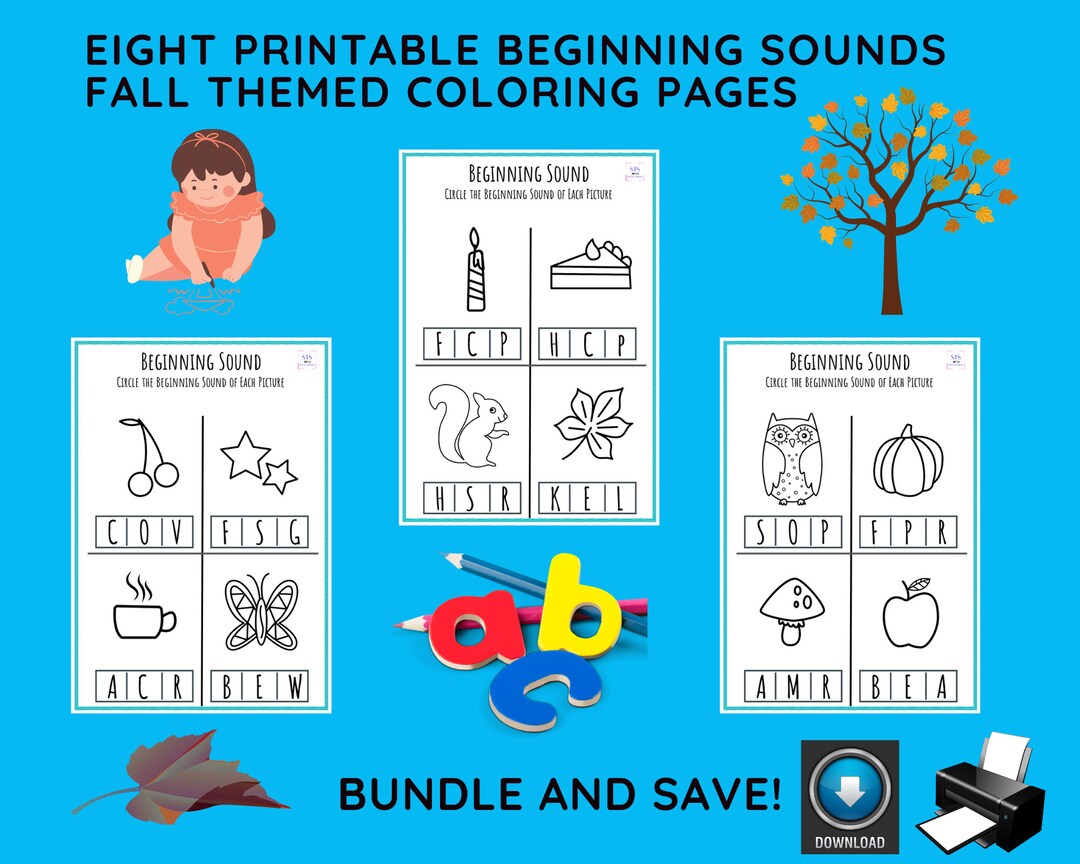 Beginning Sounds Preschool Fall-themed Coloring Pages / Homeschooling ...