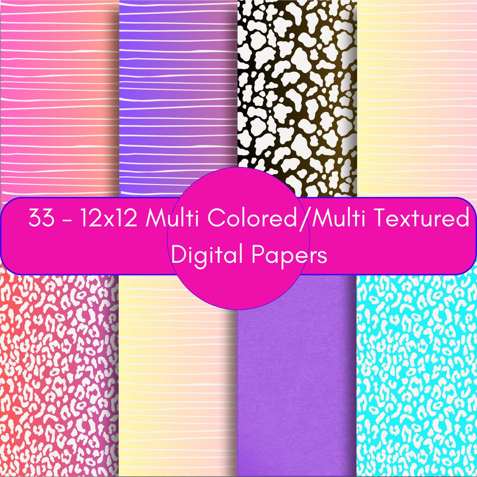 33 Multi Colored/multi Textured Digital Papers - Etsy
