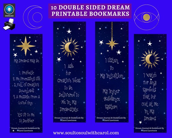 10 Double-sided Printable Dream Bookmarks Booklover - Etsy