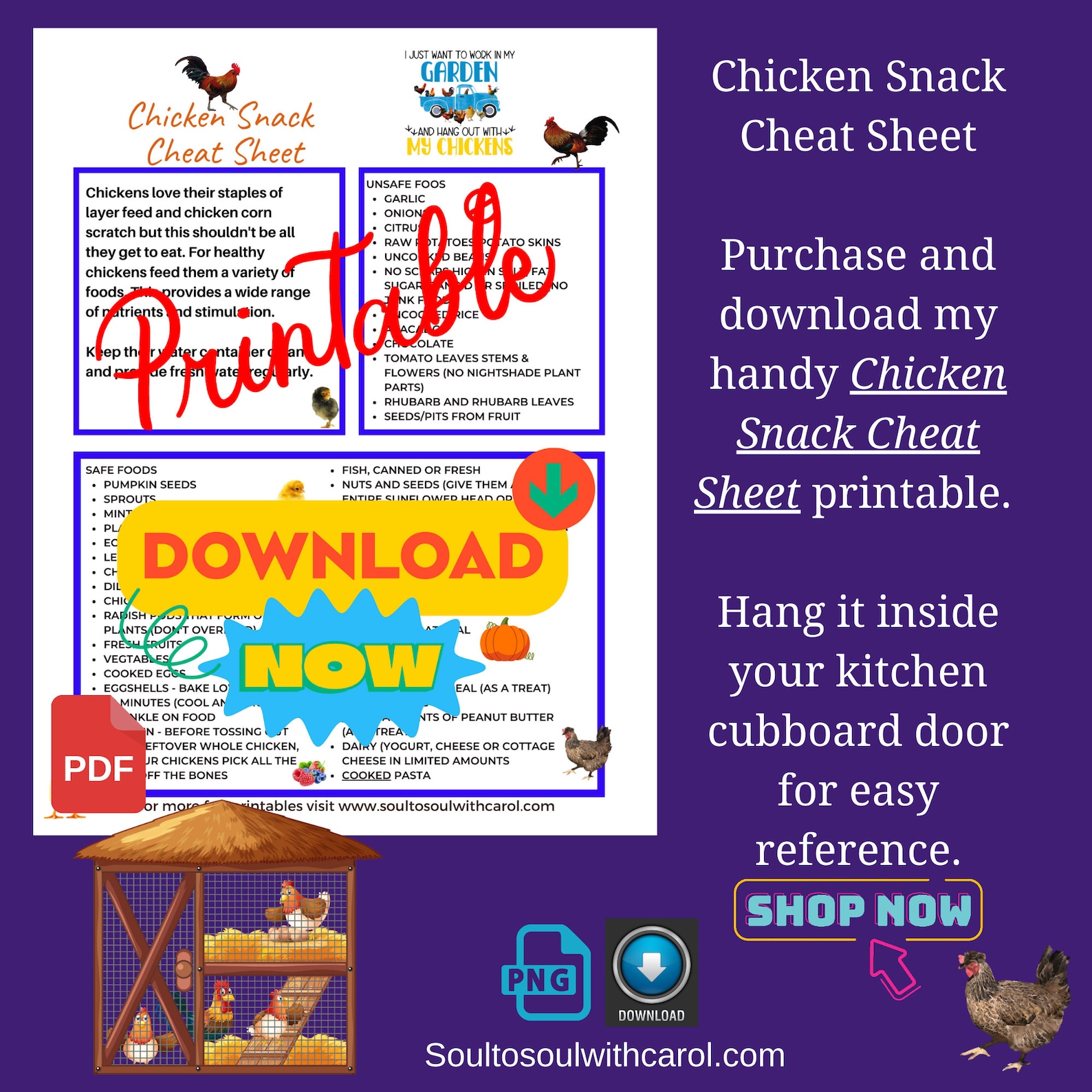 Chicken Snacks Cheat Sheet Printable Plus Bonus Sprouting Guide - Etsy