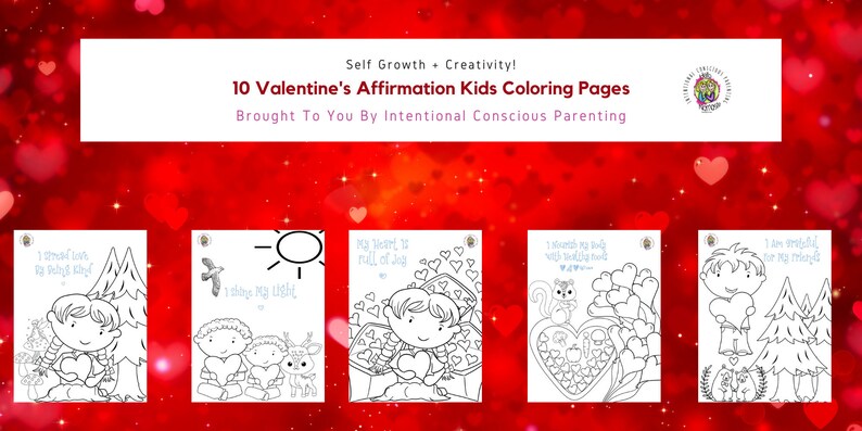 Valentine's Affirmation Kids Coloring Pages - Etsy
