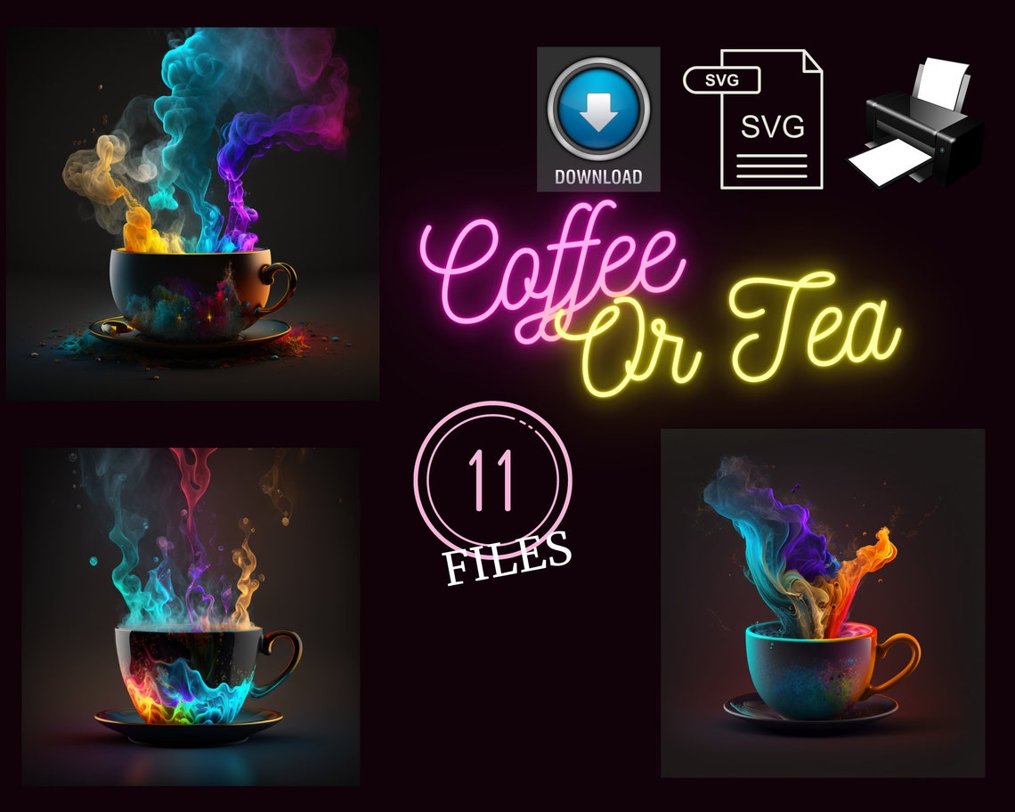 Coffee Tea SVG, Ai Art 11 SVG Files, Teacup Floral, Coffee Cups, Teacup ...