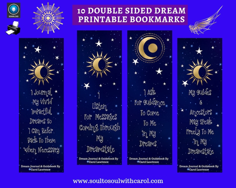 10 Double-sided Printable Dream Bookmarks, Booklover, Printable - Etsy