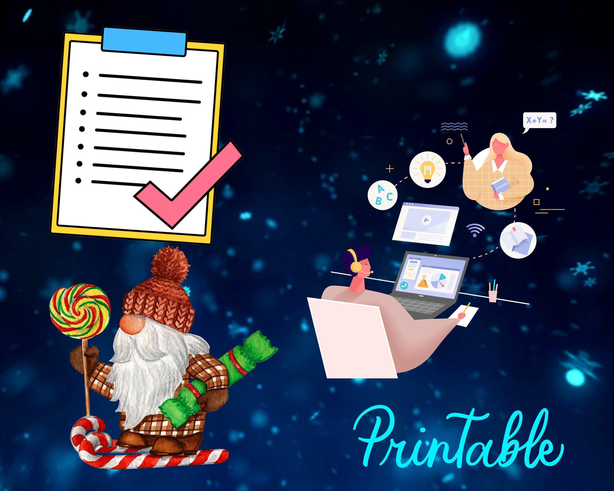 6 Holiday Gnome Note Taking Printable Pages/meeting Notes/holiday ...