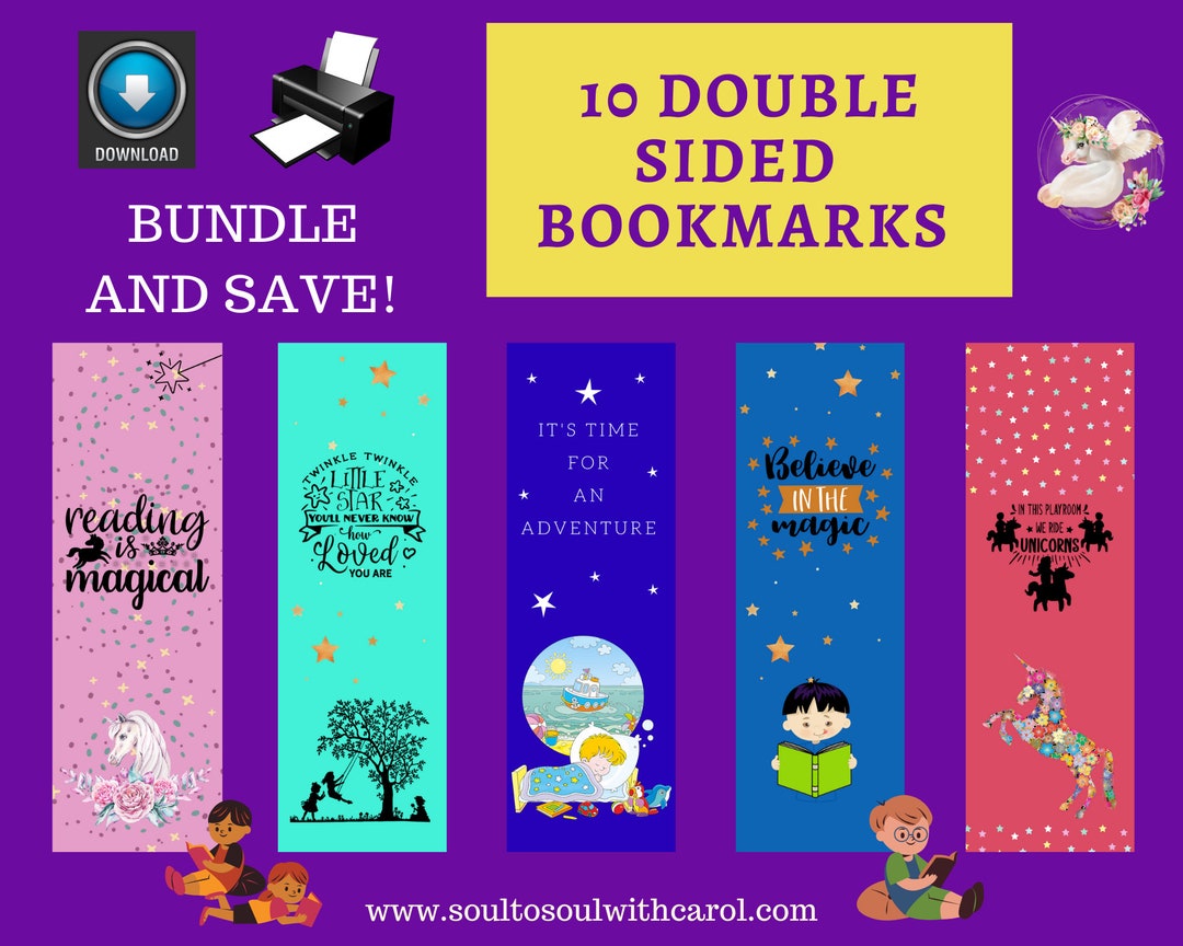 Ten Double-sided Bookmarks for Kids, Tweens, Booklovers, Stocking ...