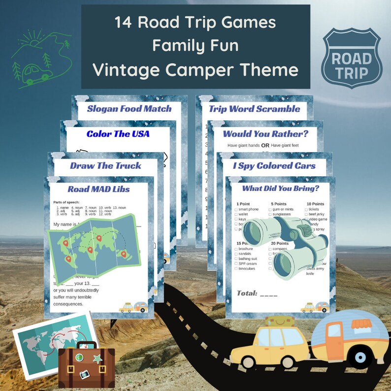 Printable Family Road Trip Games - Etsy