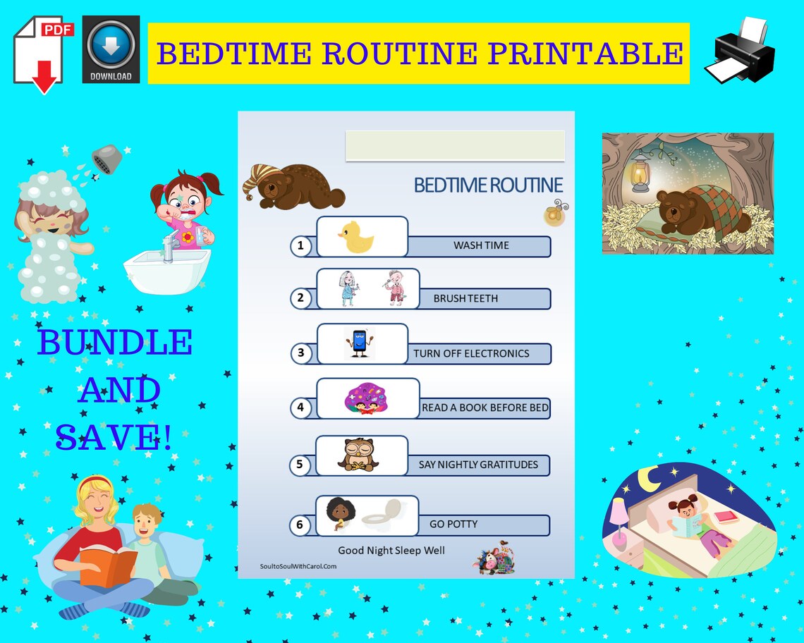 Kids Nighttime Routine Chart - Etsy